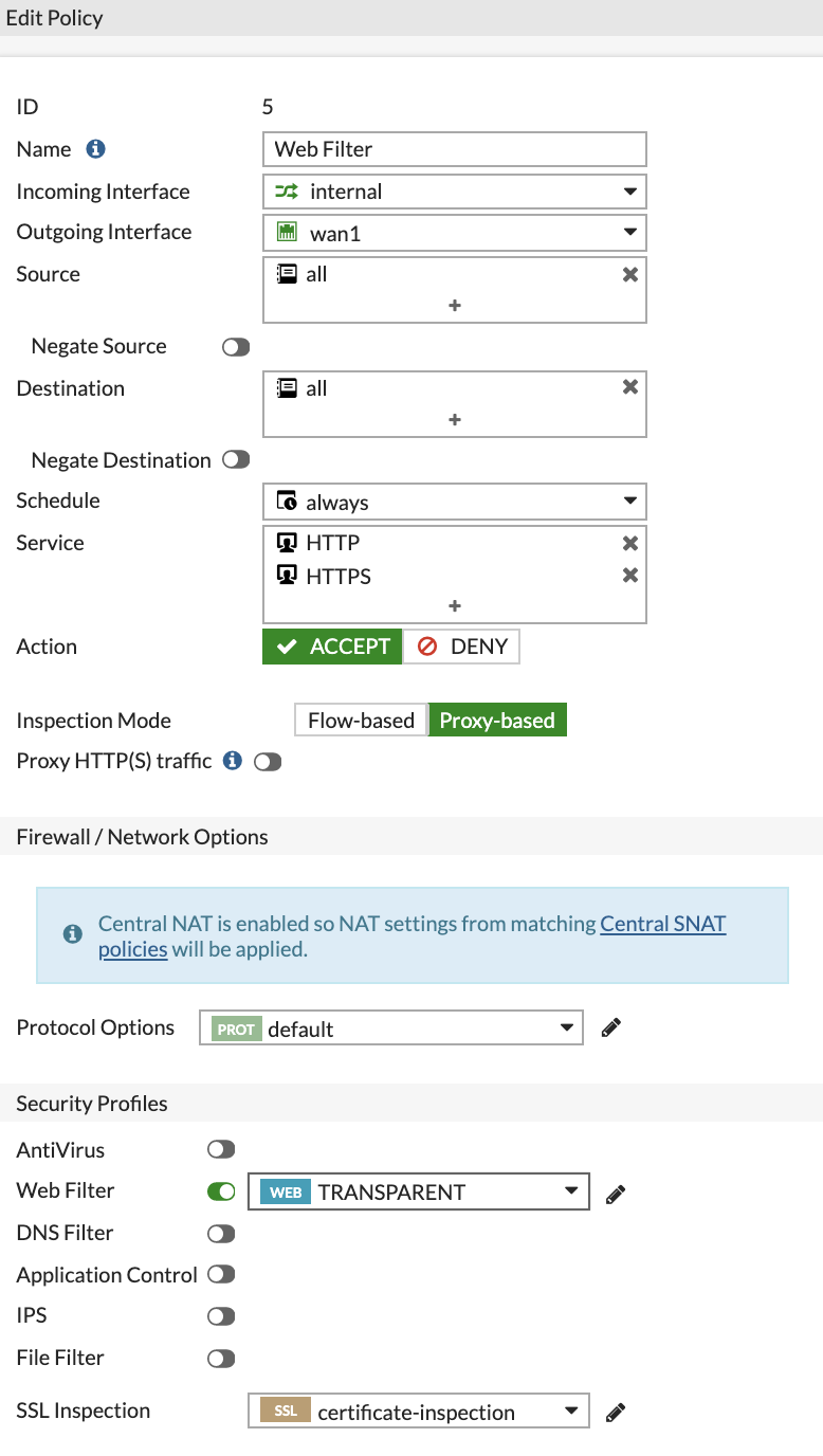 FortiGate - Stack Transparent and Proxy based Web Filtering - Nick Carlton